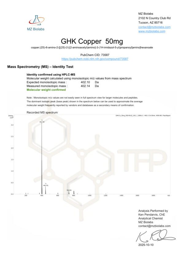 GHK-CU 50mg - True Form Peptides